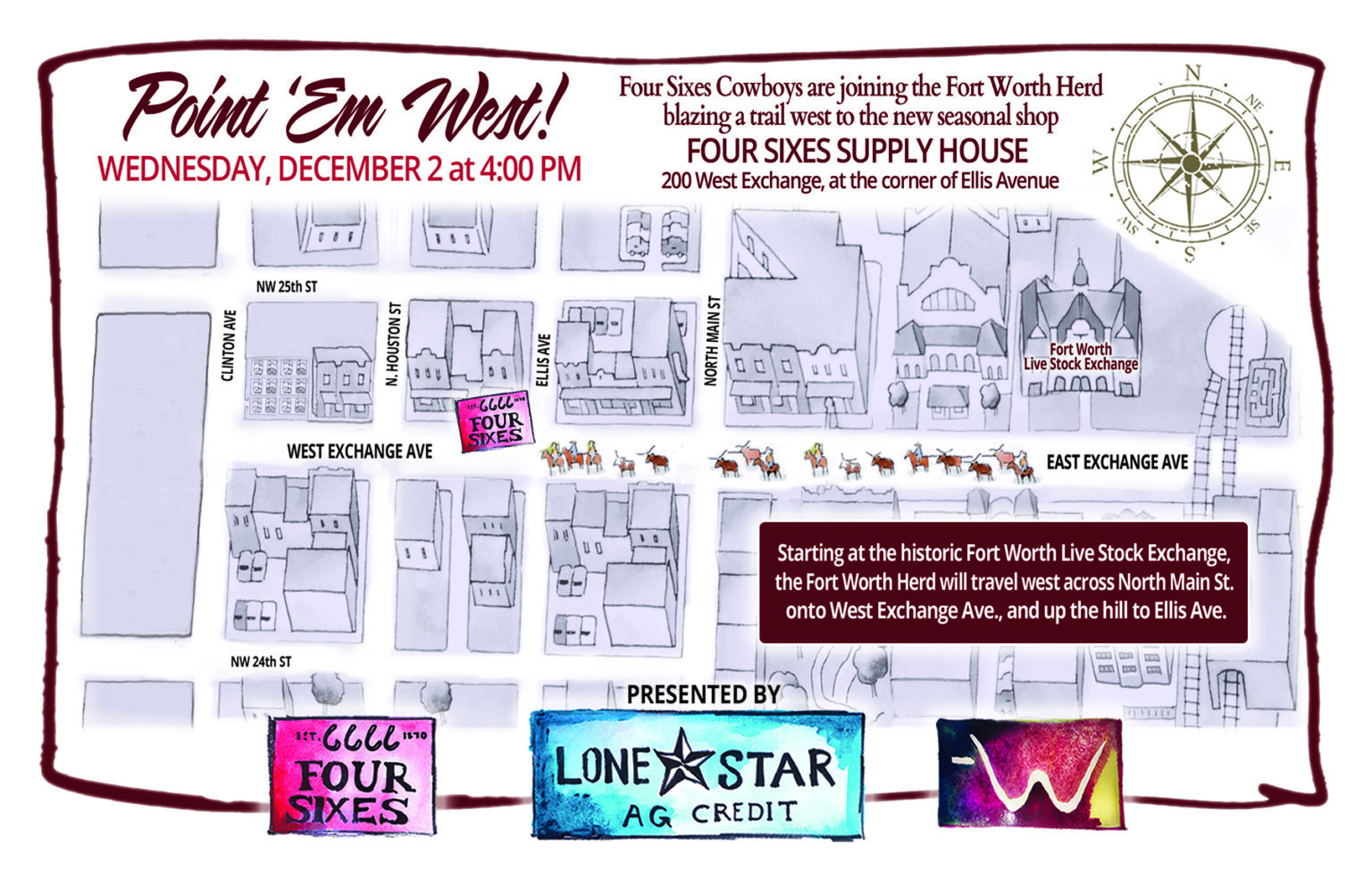 Point 'Em West - Four Sixes Fort Worth Cattle Drive - 6666 Ranch